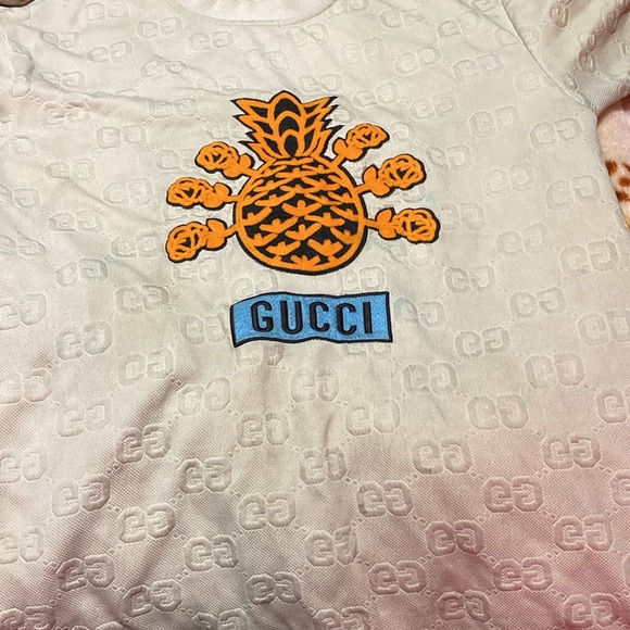 Shirts & Tops | Gucci White Tshirt With Orange Pineapple Design | Poshmark